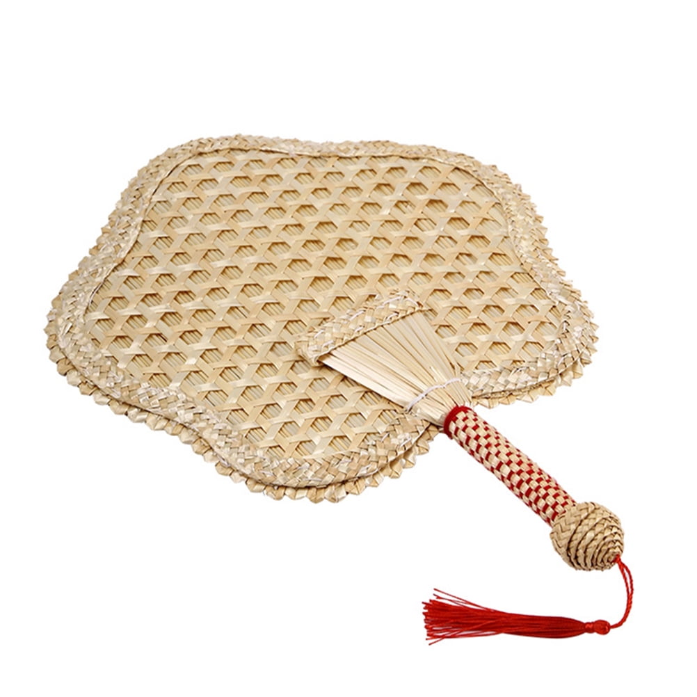 Straw Fan Banana Decorative Folding Fans Camping Hand Held Handheld ...