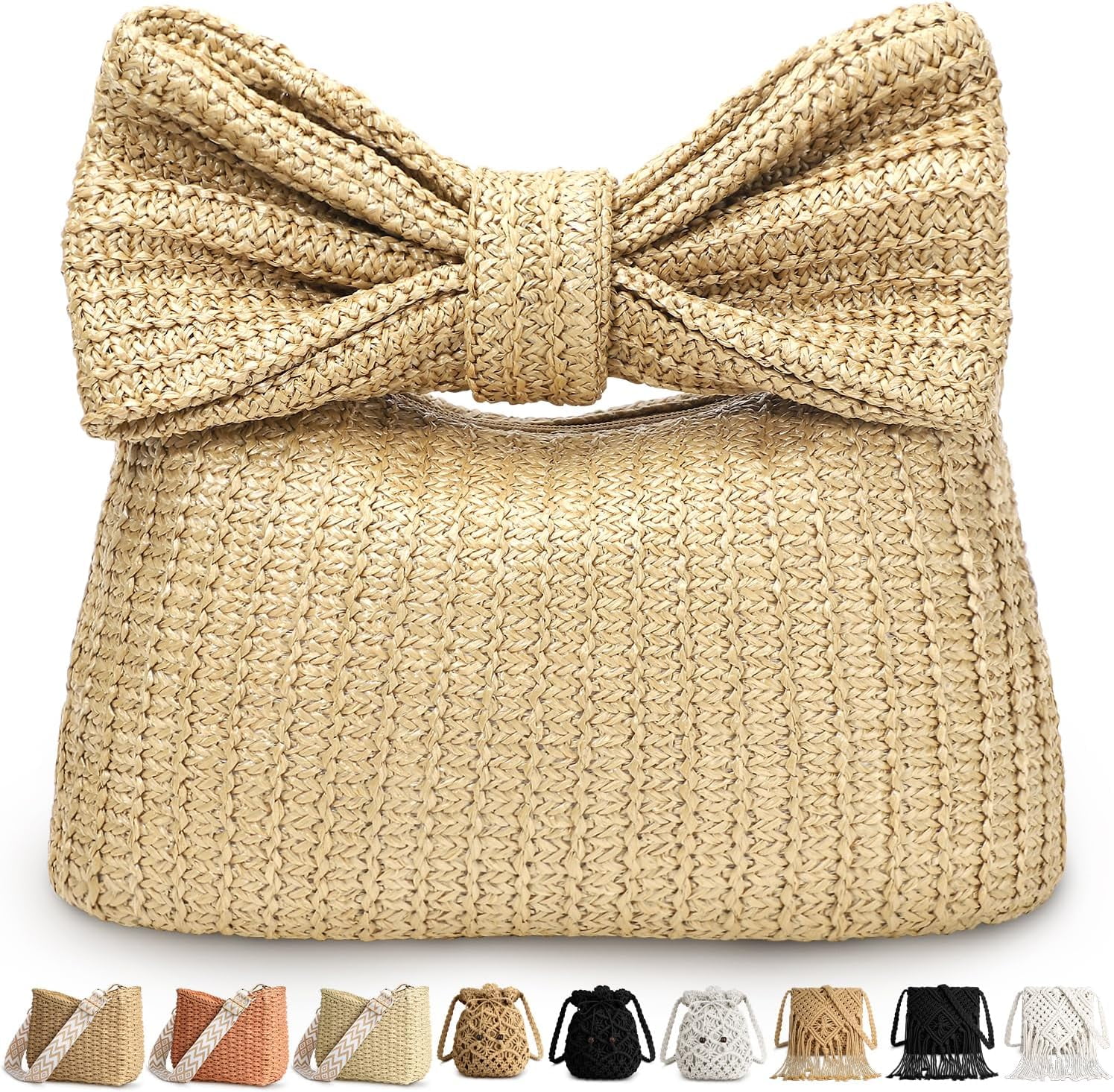 Straw Handbags Purses Crossbody Pocketbook Bag Casual Woven Beach Bags ...