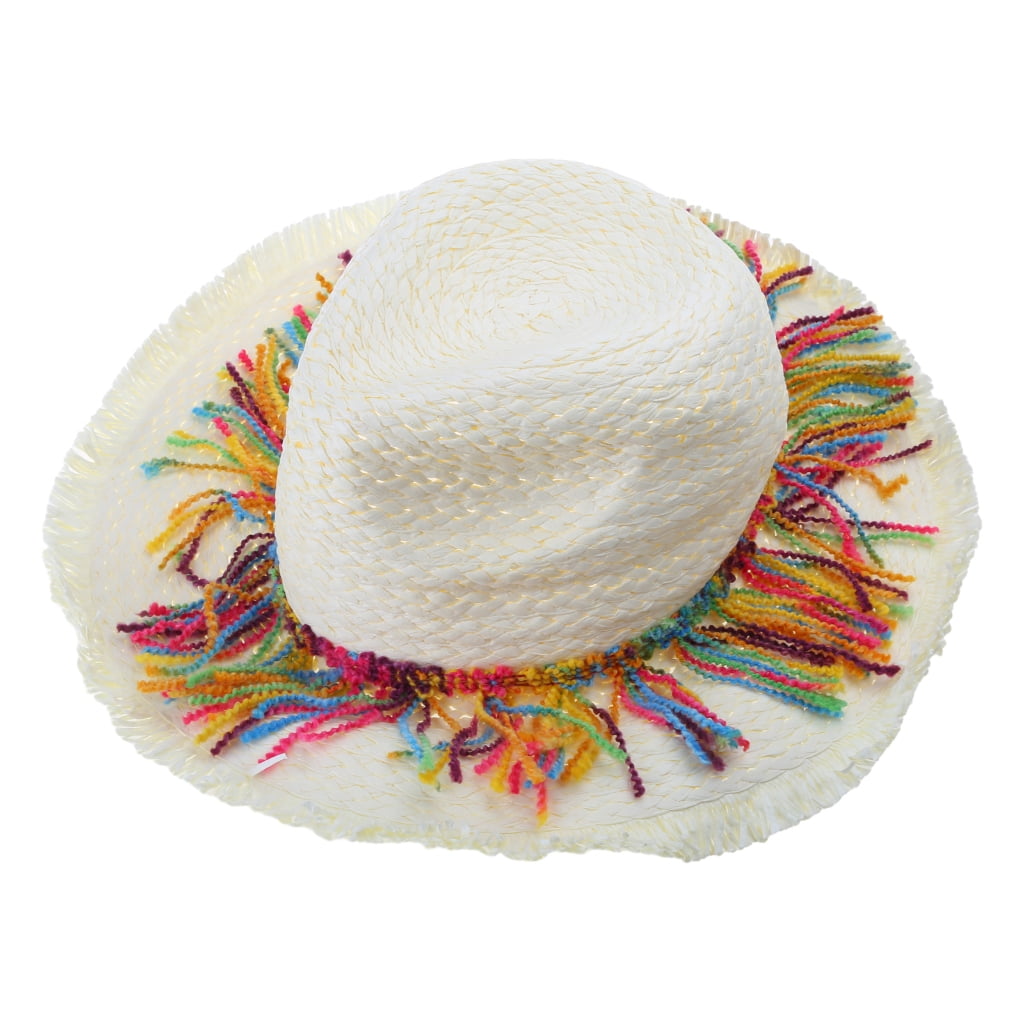 Straw Hat Beach Hat with Colorful Straw Fedoras Hat Sombrero Hat ...