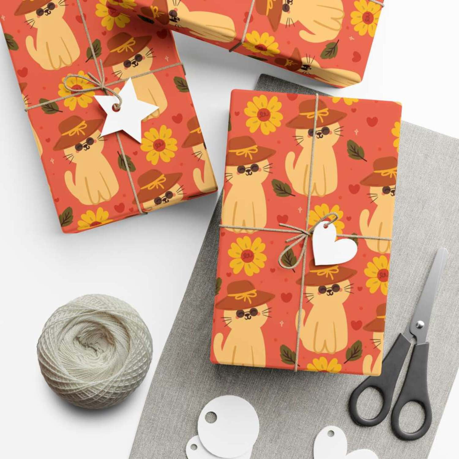 Straw Hat Cat Gift Wrap - Walmart.com