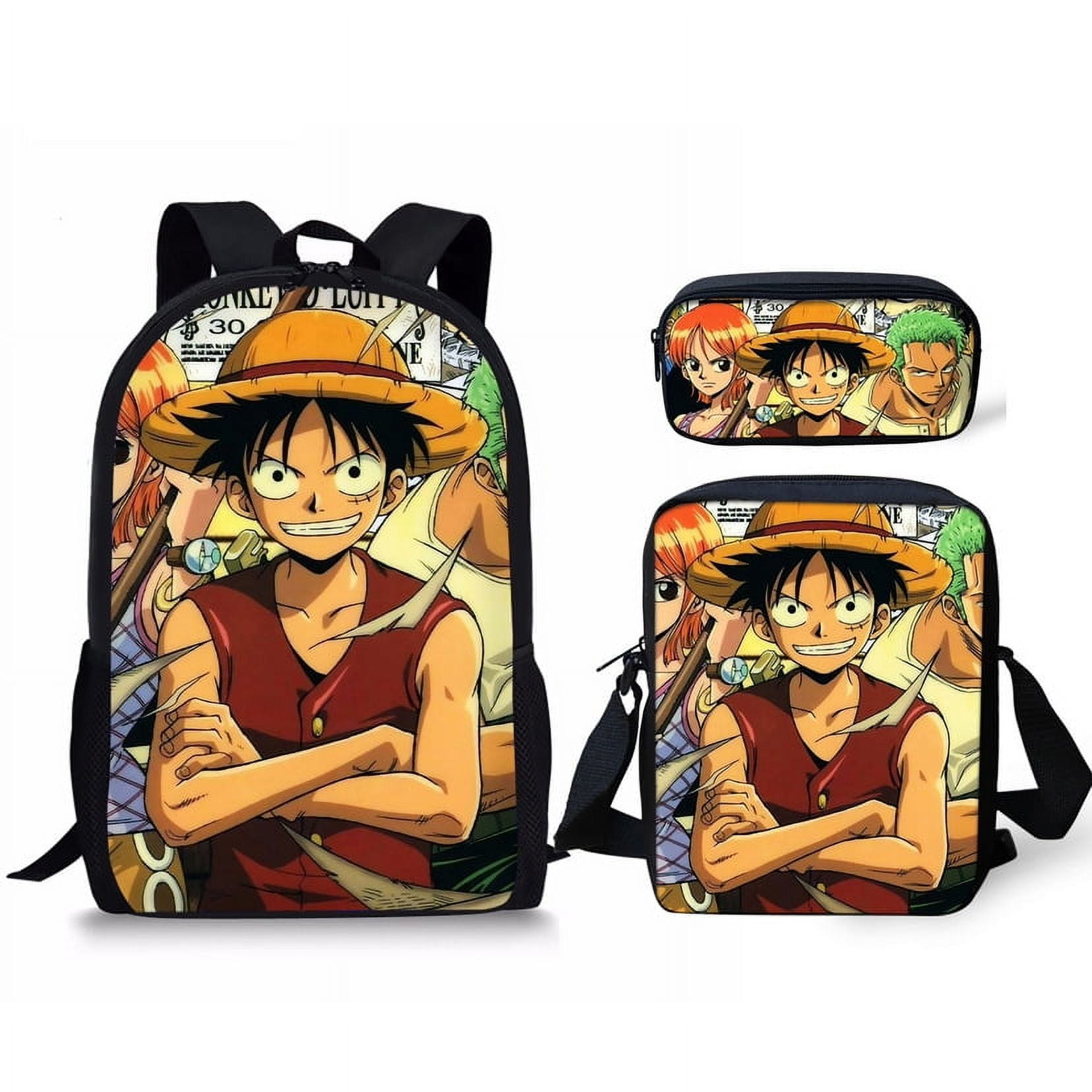 Straw Hat Pirate Commuter Backpack with Lunch Box and Pencil Case ...