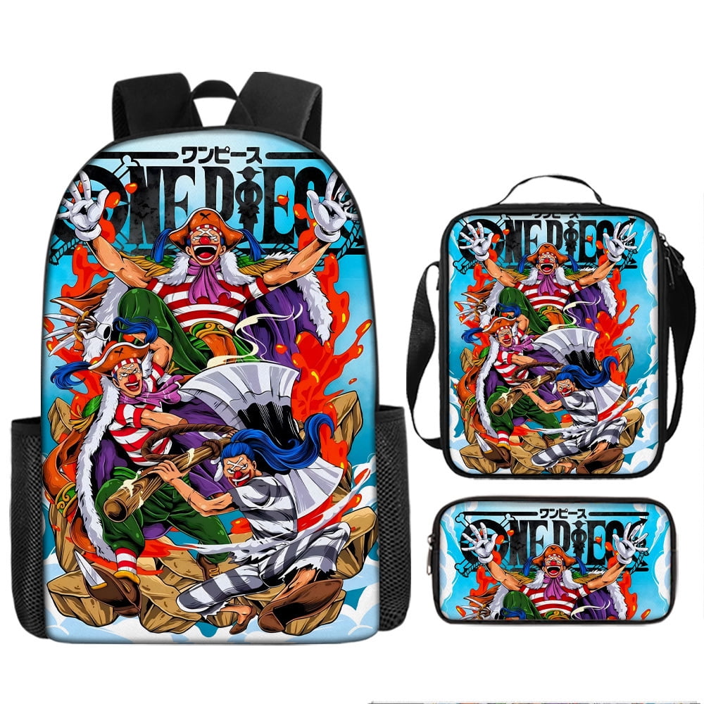 Straw Hat Pirate Commuter Backpack with Lunch Box and Pencil Case ...