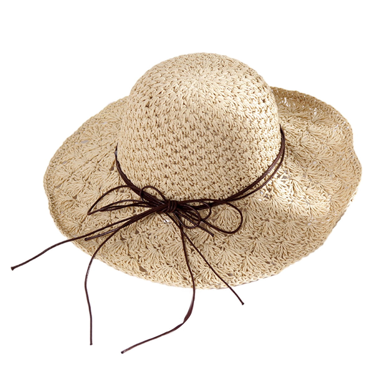 Straw Hat, Women's Wide Brim Caps Foldable Summer Beach Sun Straw Hats ...