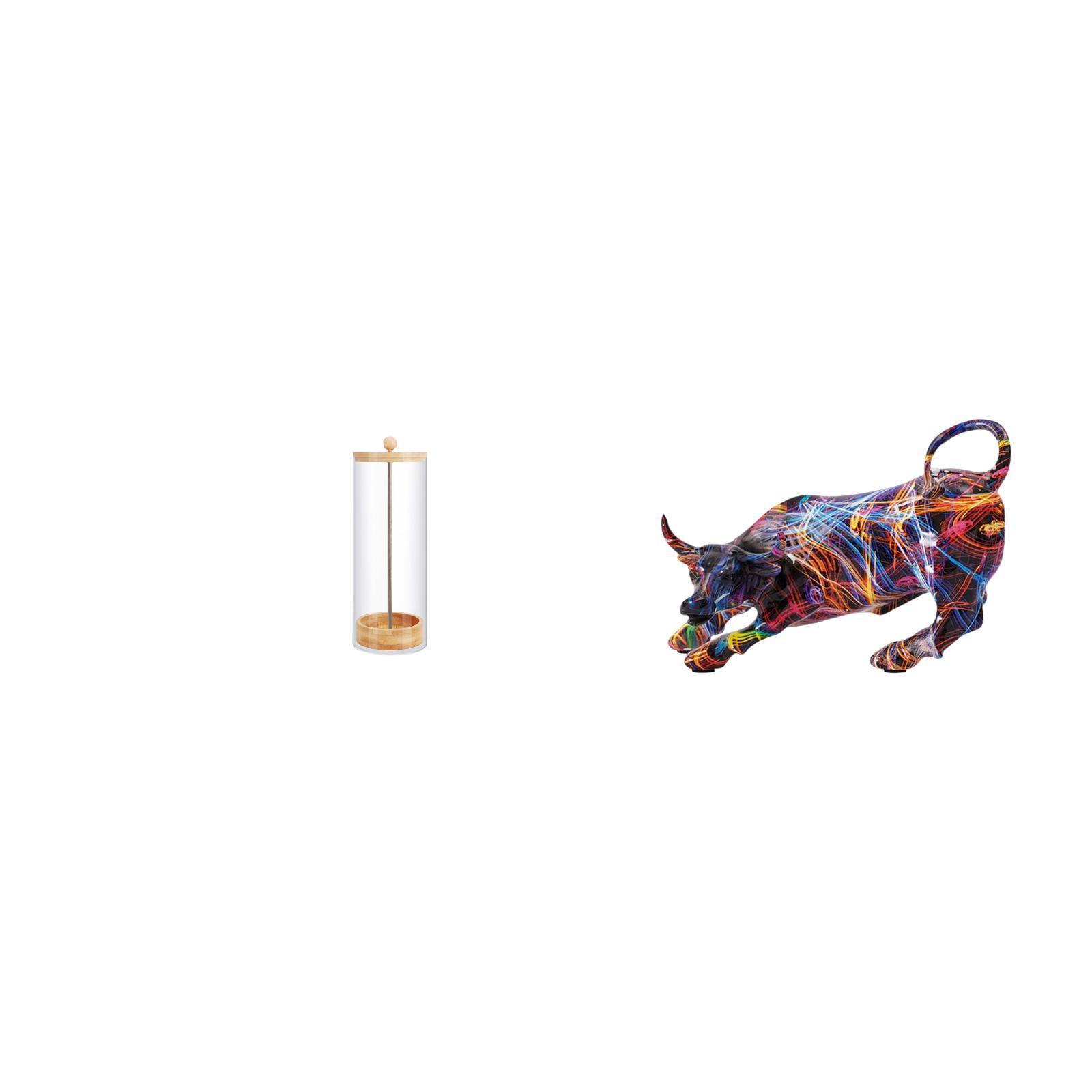 Straw Holder Acrylic Straw Dispenser Resin Bull Statue Artistic Wood ...