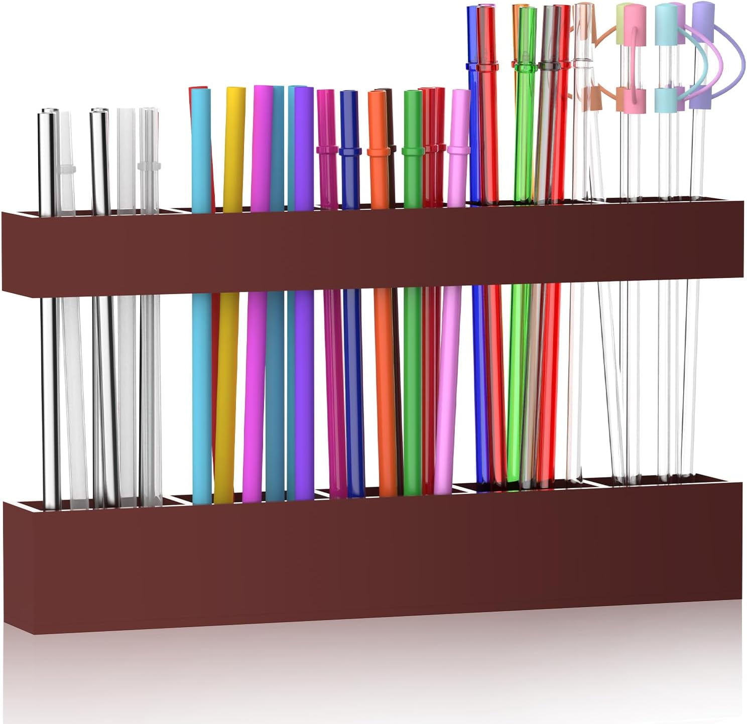 Straw Holder for Cabinet Door, 9.8” Adjustable Two-Part Large Acrylic Straws Organizer with ...