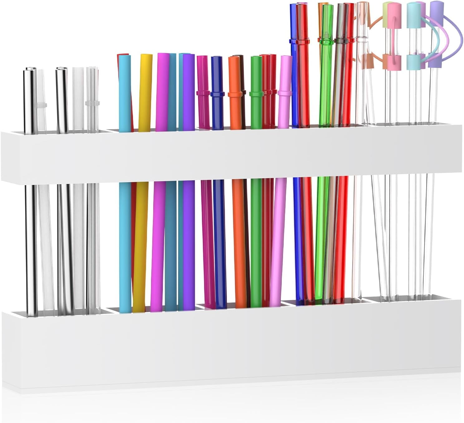 Straw Holder for Cabinet Door, 9.8” Adjustable Two-Part Large Acrylic ...