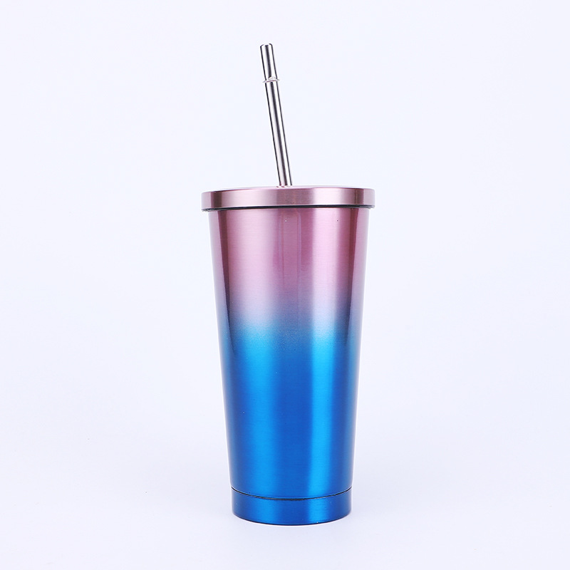 Straw Insulated Cup 304 Stainless Steel Straw Cup Double Vacuum Coffee Cup Outdoor Car Water ...