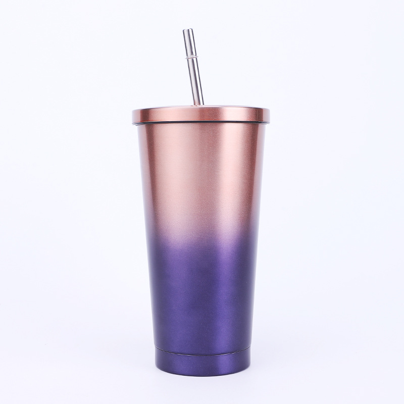 Straw Insulated Cup 304 Stainless Steel Straw Cup Double Vacuum Coffee Cup Outdoor Car Water ...