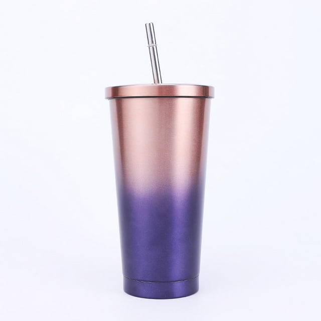 Straw Insulated Cup 304 Stainless Steel Straw Cup Double Vacuum Coffee ...