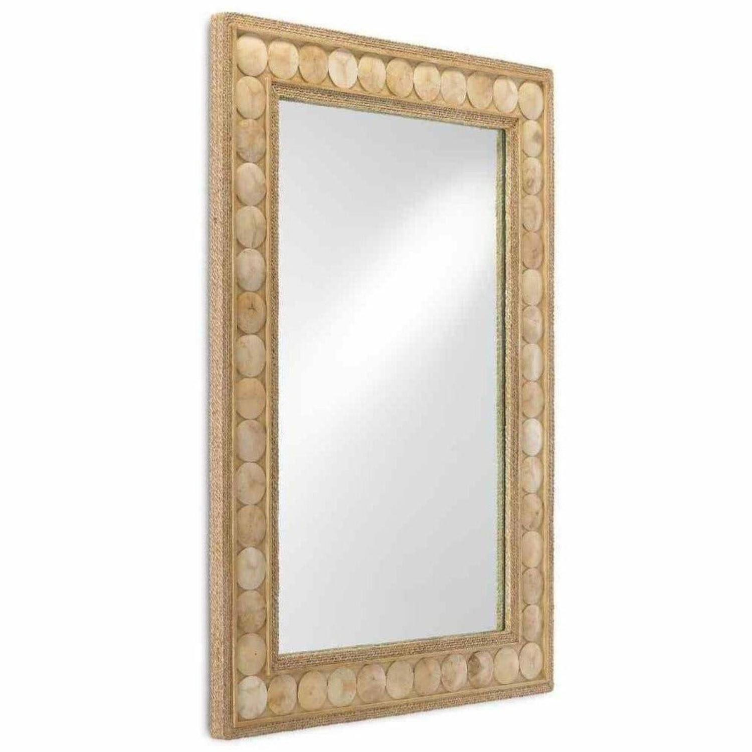 Straw Natural Abaca Rope Coco Shell Buko Rectangular Mirror - Walmart.com
