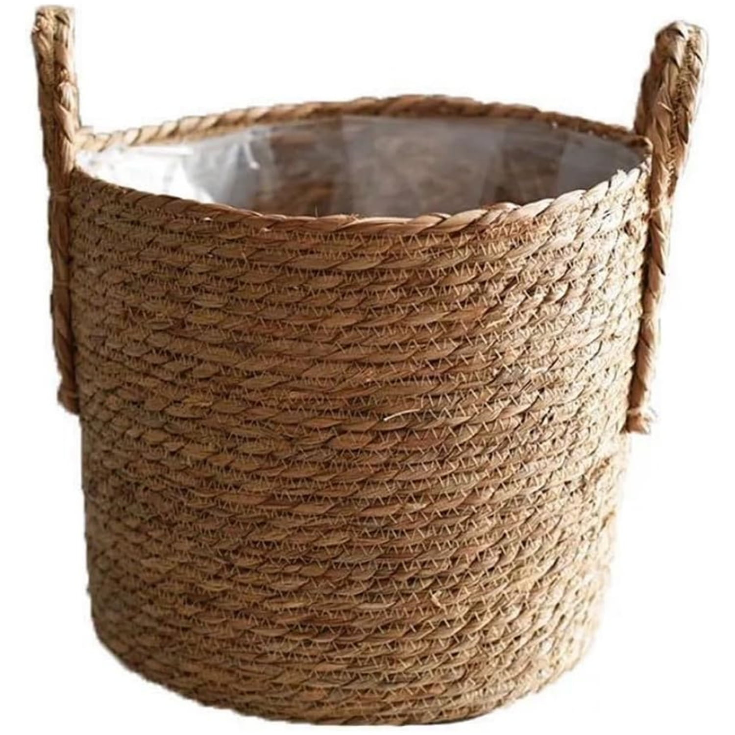 Straw Plant Baskets/Woven Plant Pots/Flower Pots with Plastic Liner ...