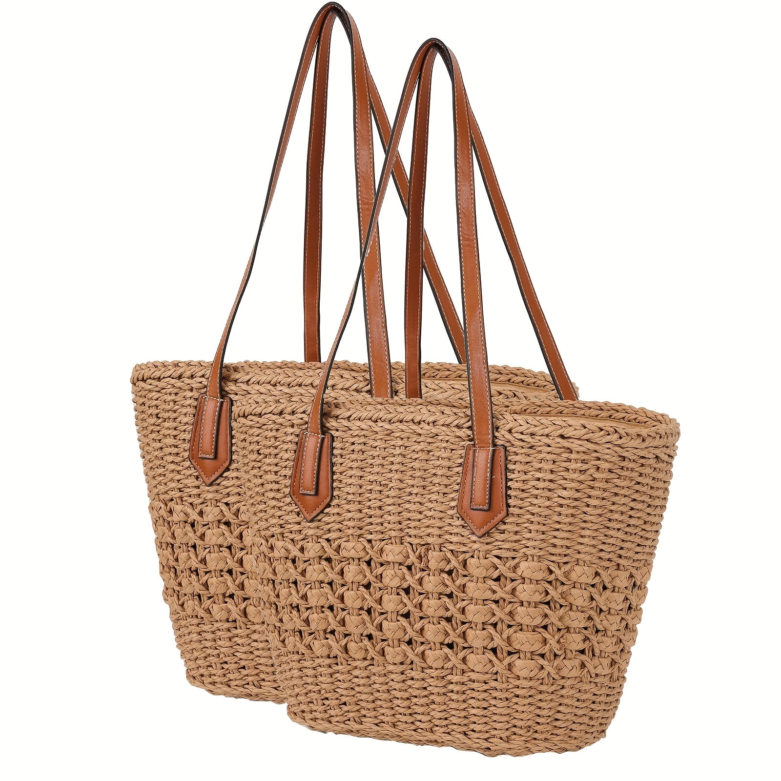 [Straw Rattan Bag] Large Straw Rattan Woven Women's Shoulder Bag ...