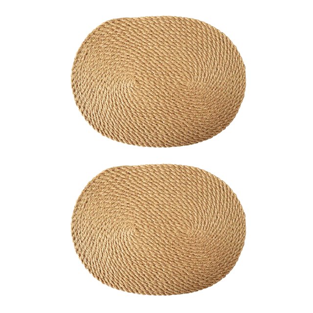Straw Round Woven Placemats for Dining Table, Rattan Table Mats ...