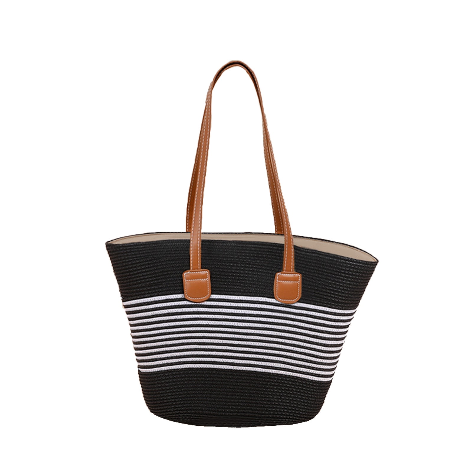 Straw Shoulder Bag Handmade Woven Summer Beach Tote Purse Stylish ...