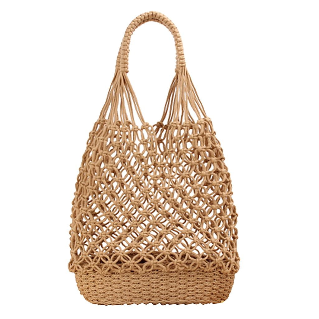 Straw Shoulder Bag Weave Hollow Knitting Bucket Bag - Walmart.com