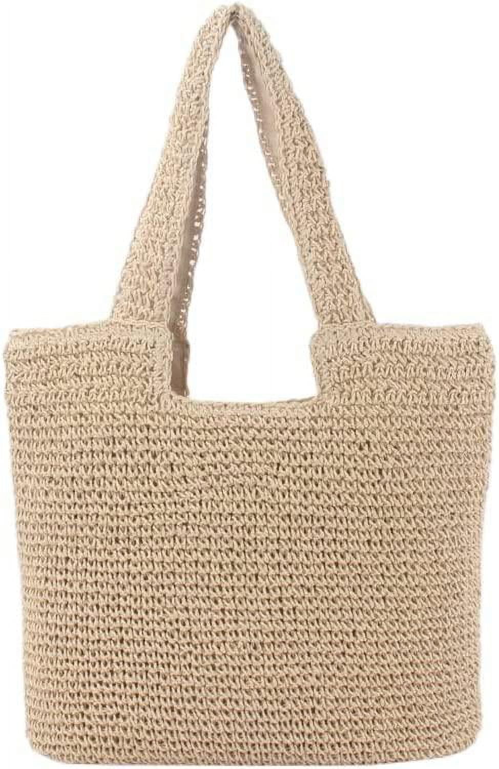 Straw Shoulder Bag for Women, Hand-Woven Tote Bag Summer Beach Bag ...