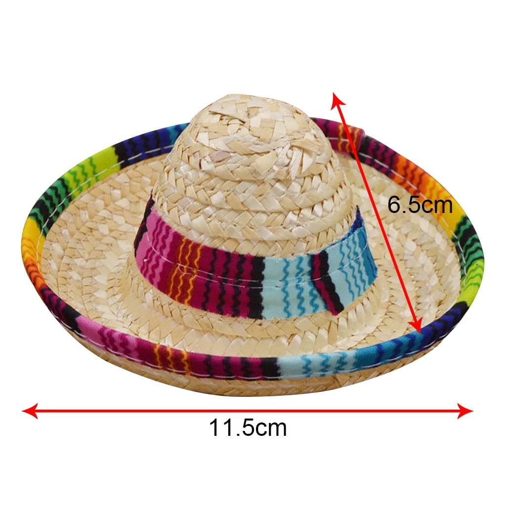 Straw Sombrero Hat Mexican Mariachi Pet Dog Cat Accessory Multicolor ...