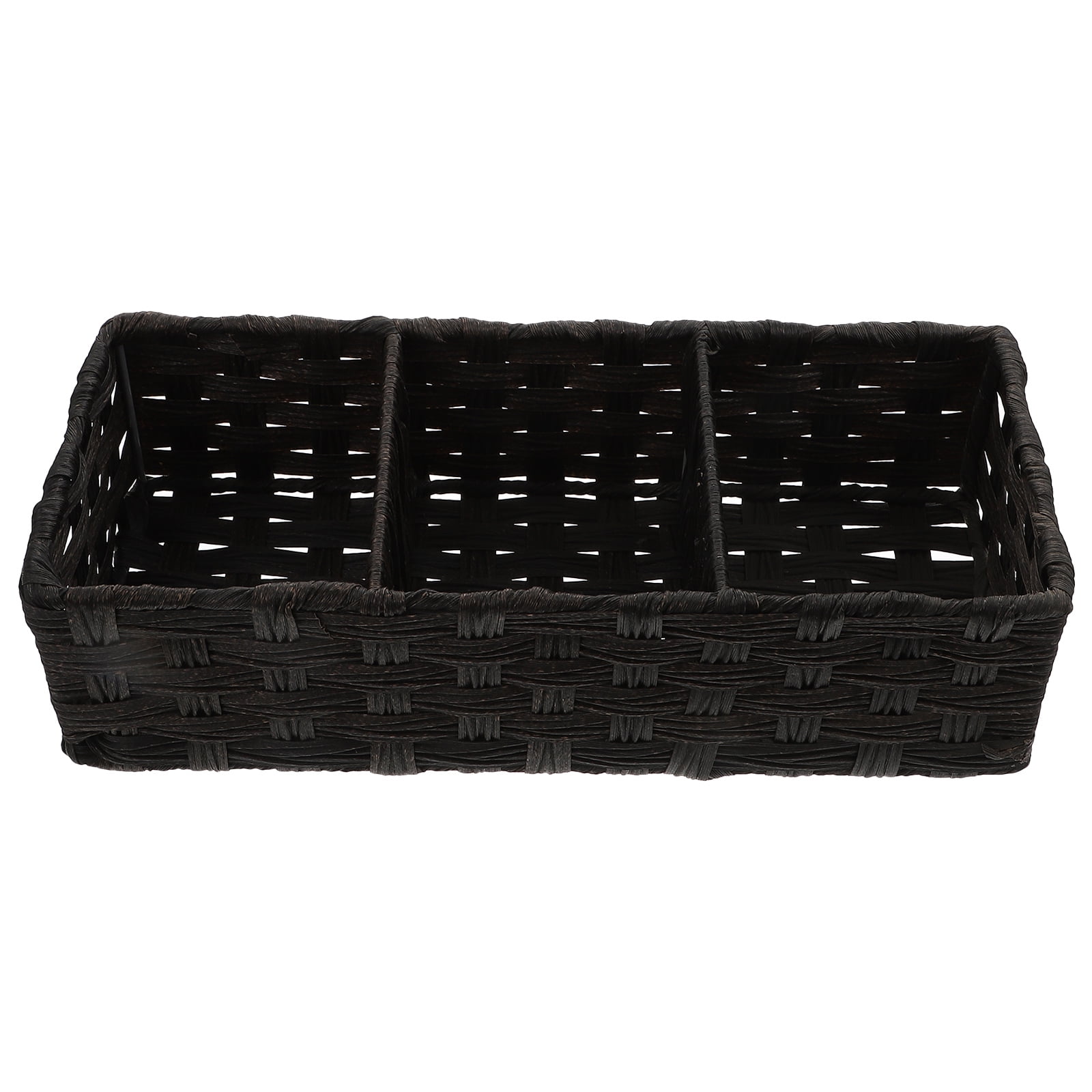 Straw Storage Box Baskets Bin with Lid Pantry Office Shelves Woven ...