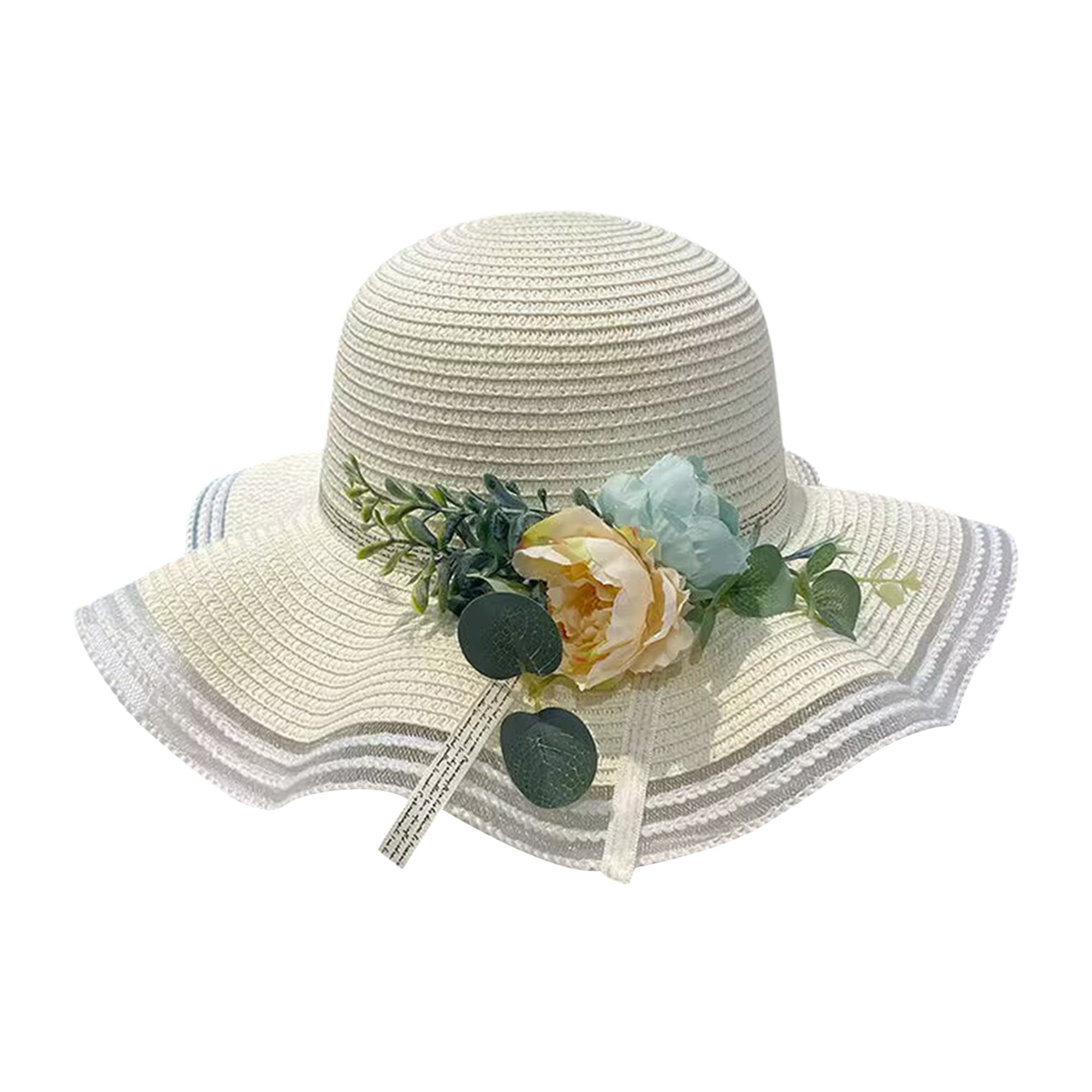 Straw Sun Hat Foldable Wide Brim Sun Protection Hat for Women Girls ...