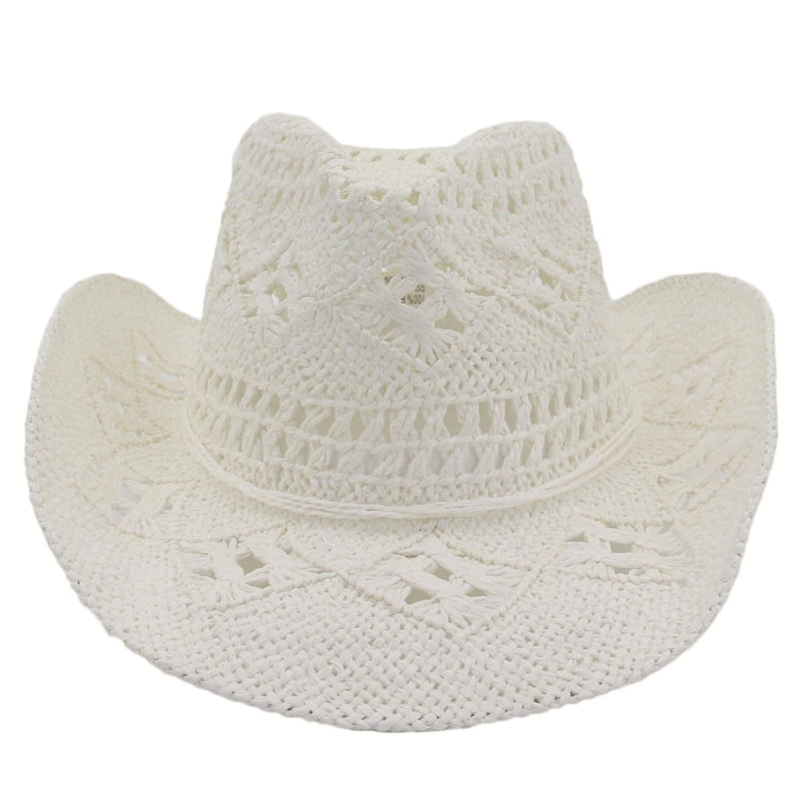 Straw Sun Hat for Women - Western Style Cowgirl Ranch Cowboy Hat ...