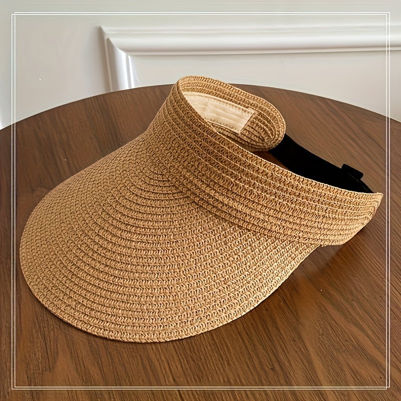 [Straw Sun Visor] Wide Brim Straw Sun Visors for Women - Roll-up ...