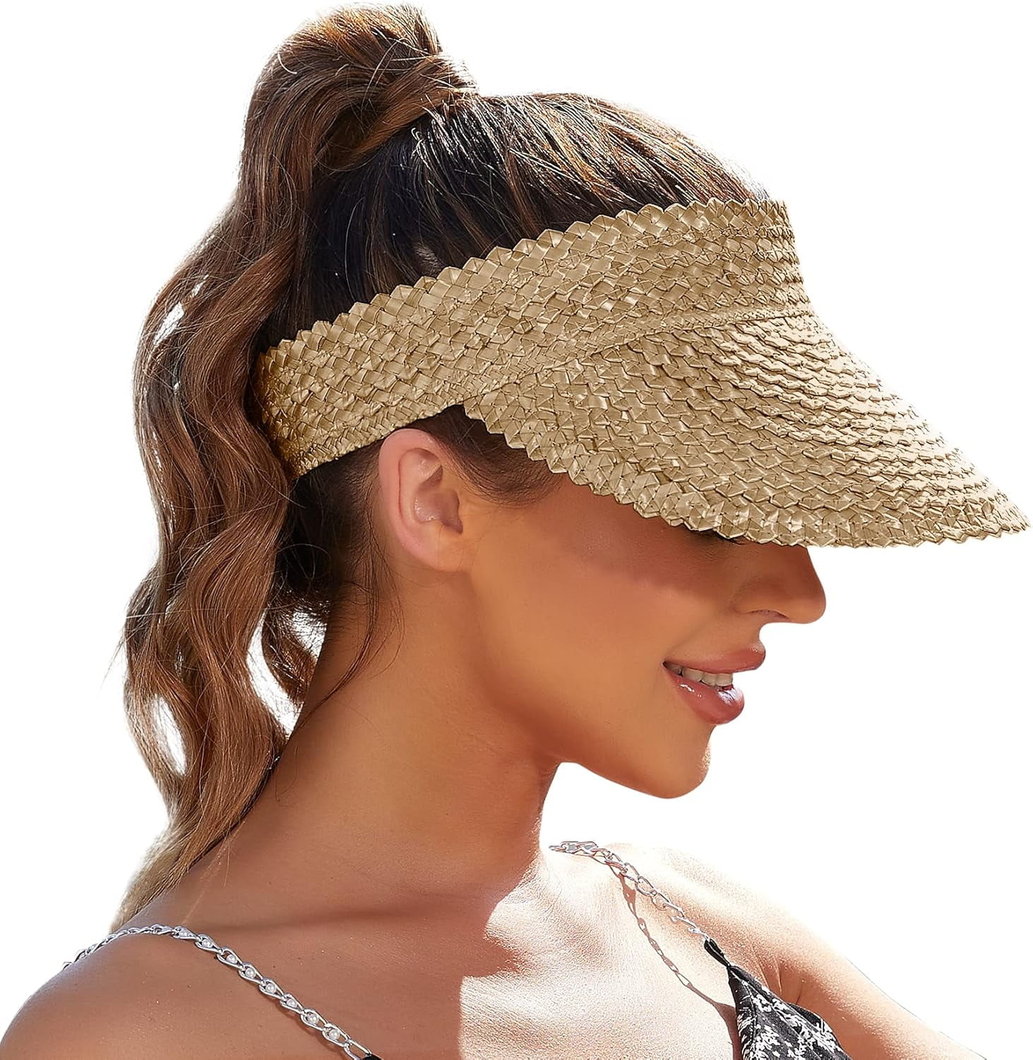 Straw Sun Visors & Hats for Women - Packable Beach Hats, Handmade, Sun ...