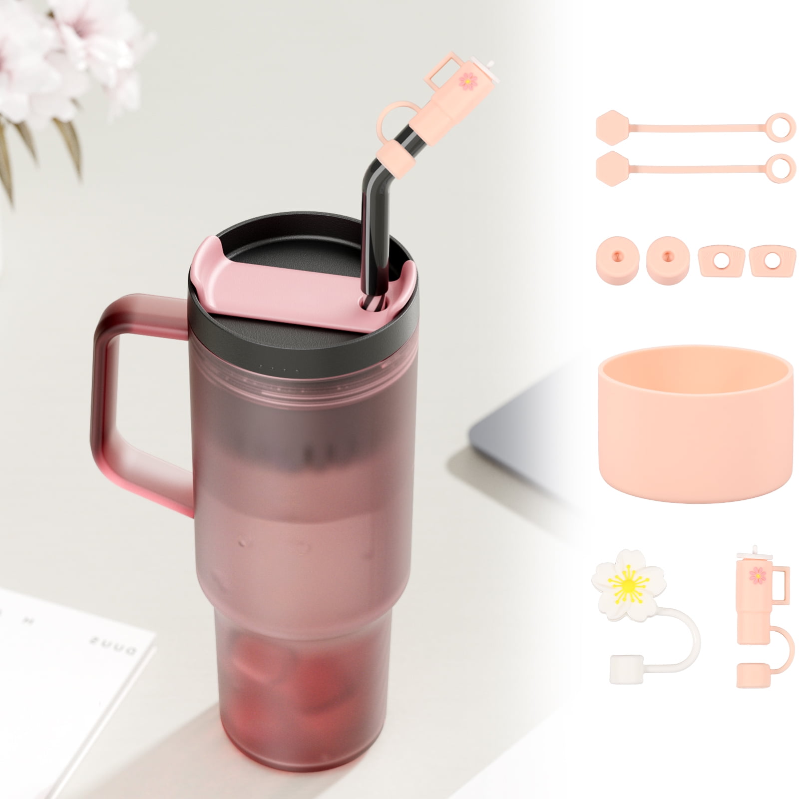 Straw Topper Silicone Straw Covers Cap with Silicone Boot Leakproof ...