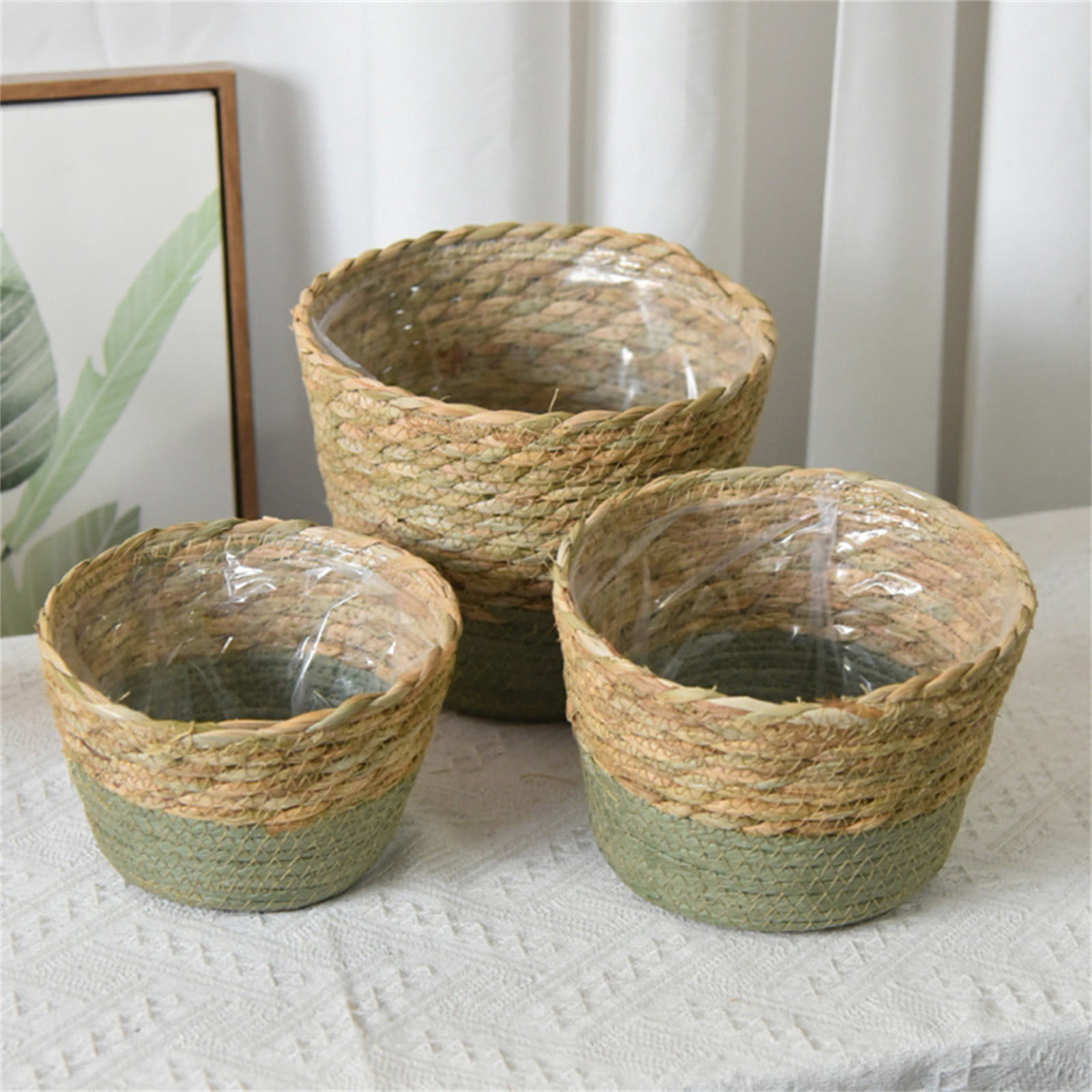 Straw Weaving Flower Plant Basket Grass Plant Woven Basket Indoor ...