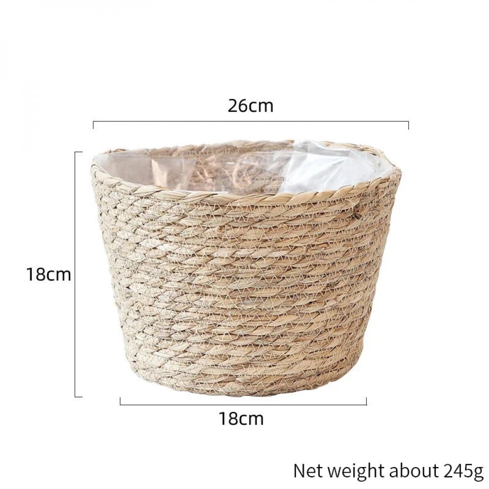 Straw Weaving Flower Plant Pot Basket Grass Planter Basket Indoor ...