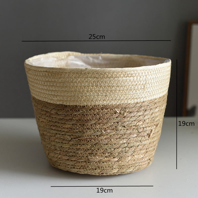 Straw Weaving Flower Plant Pot Basket Grass Planter Basket Indoor ...