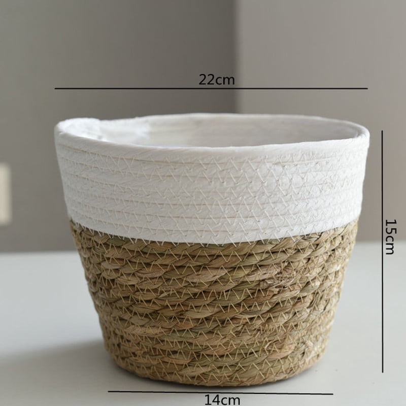 Straw Weaving Flower Plant Pot Basket Grass Planter Basket Indoor ...
