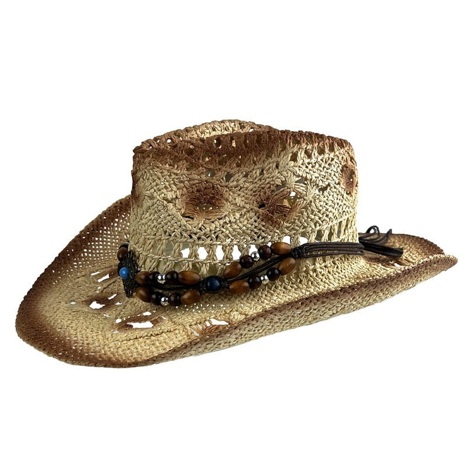 Straw Western Cowboy Hat Hand Made Beach Sunhats Party Cap For Man ...