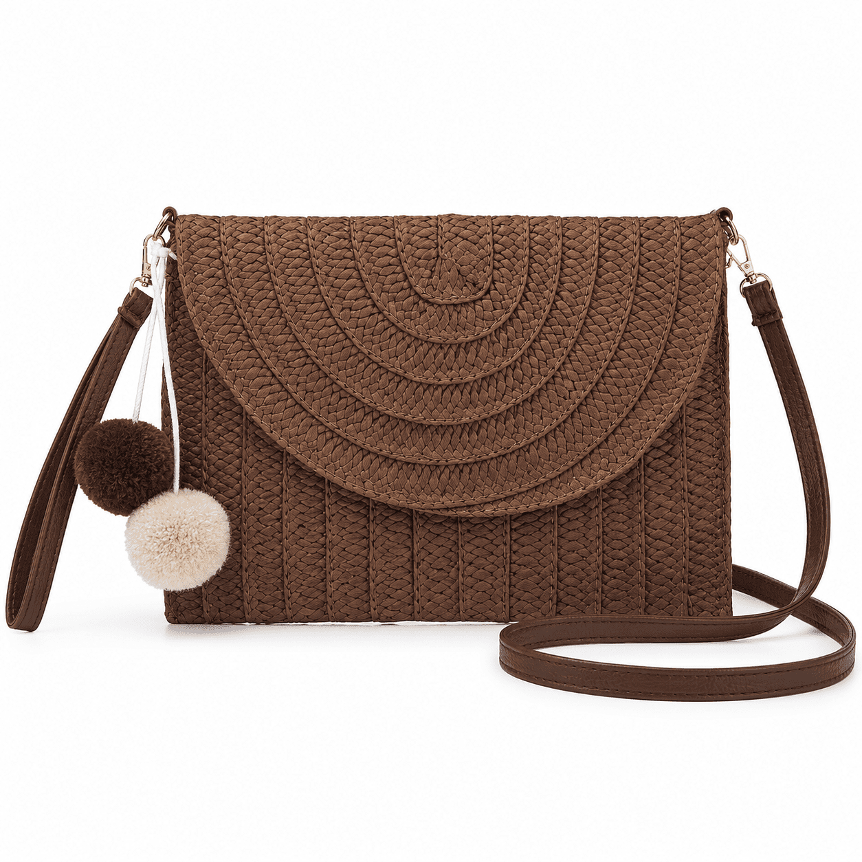 Straw Woven Crossbody Bag Square Crochet Clutch Purse with Concentric ...