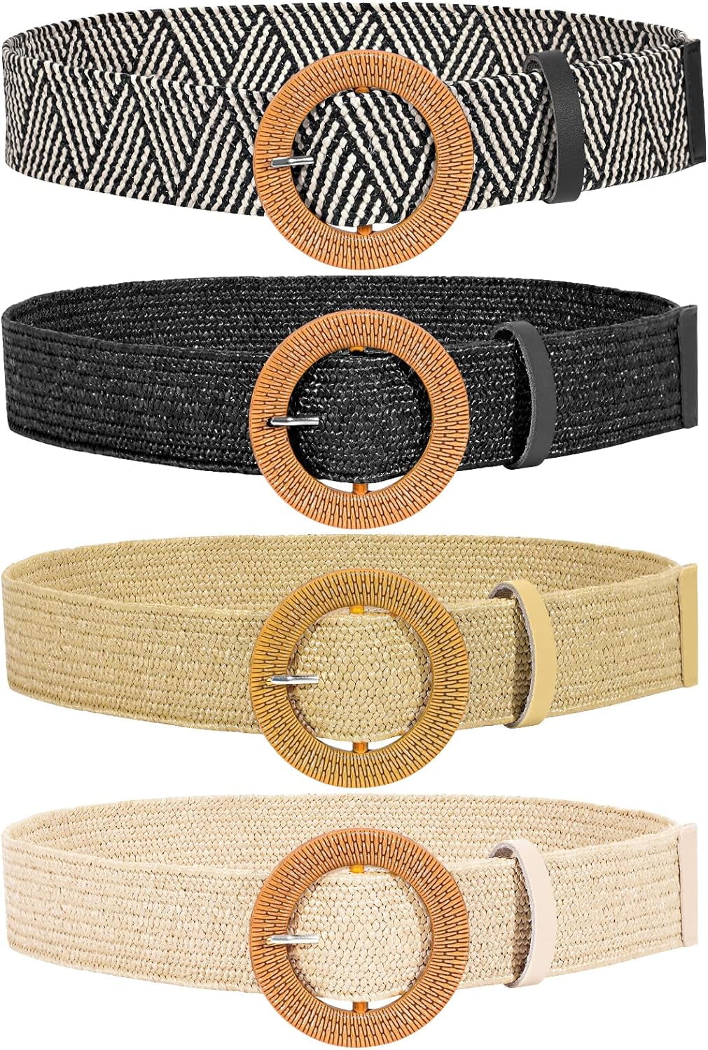 Straw Woven Elastic Stretch Belts Women, Wide Boho Braided Dress Belts ...