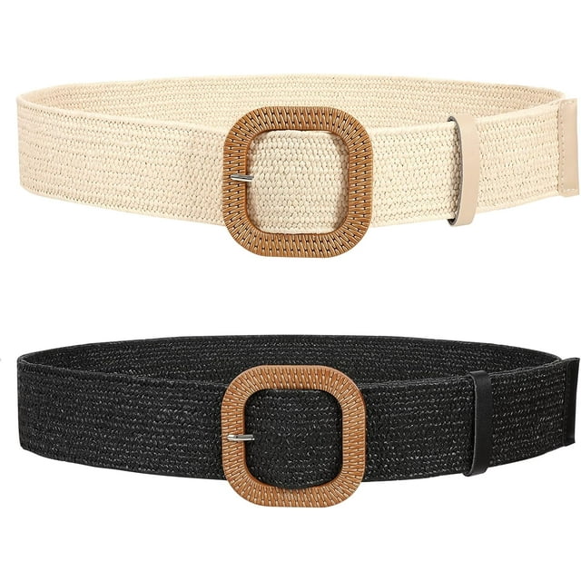 Straw Woven Elastic Stretch Belts Women, Wide Boho Braided Dress Belts ...