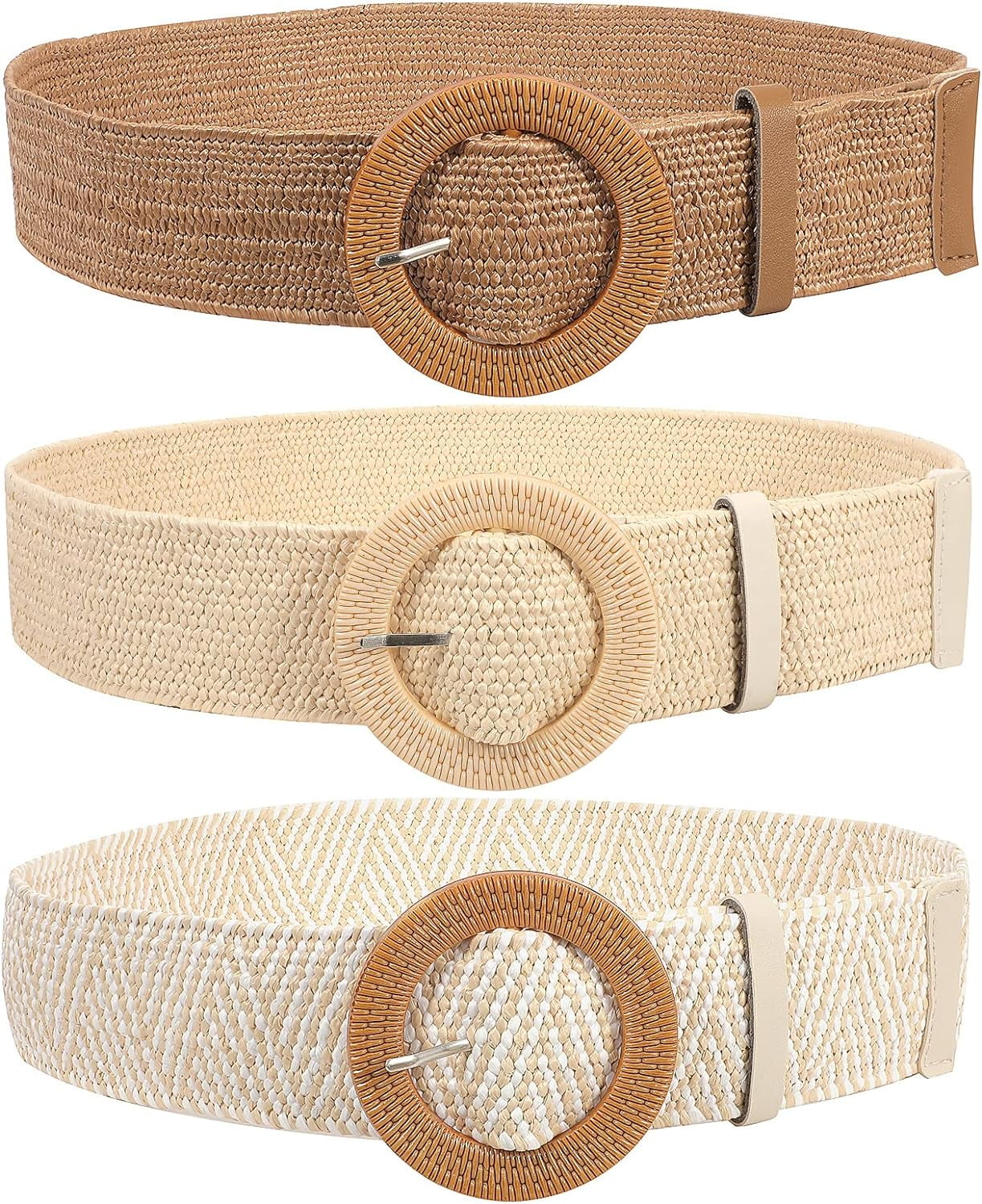 Straw Woven Elastic Stretch Belts Women, Wide Boho Braided Dress Belts ...