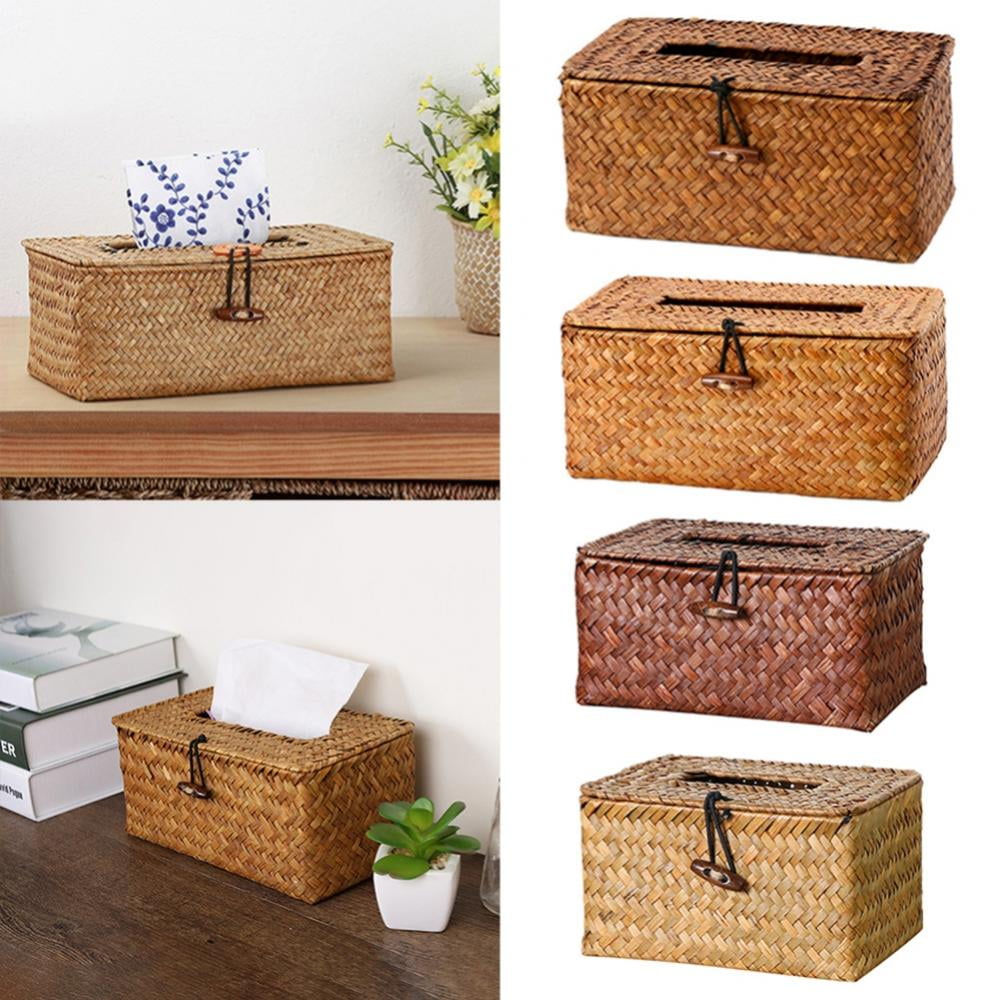 Straw Woven Tissue Box Cover, Vintage Wicker Tissue Box Cover ...