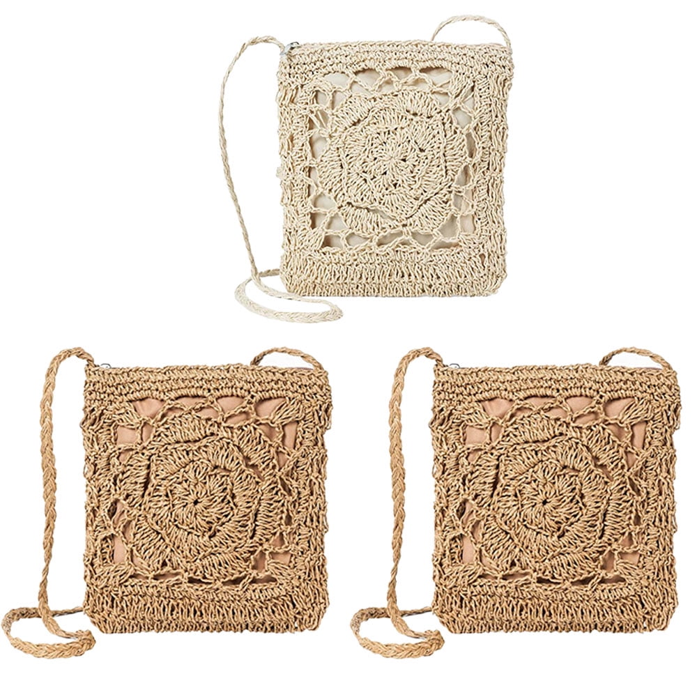Straw crossbody bag, women's woven shoulder bag, summer beach wicker ...