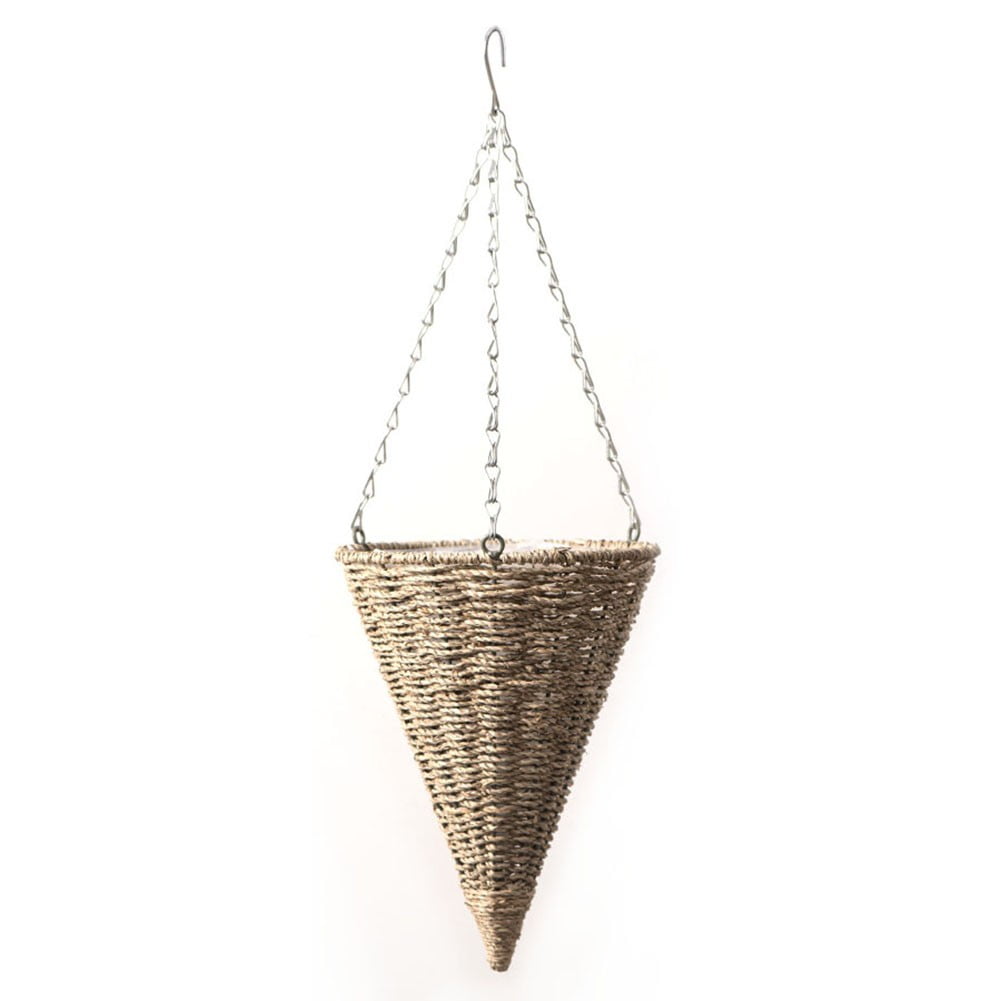 Straw hanging basket hand-woven straw rope hanging flower pot - Walmart.com