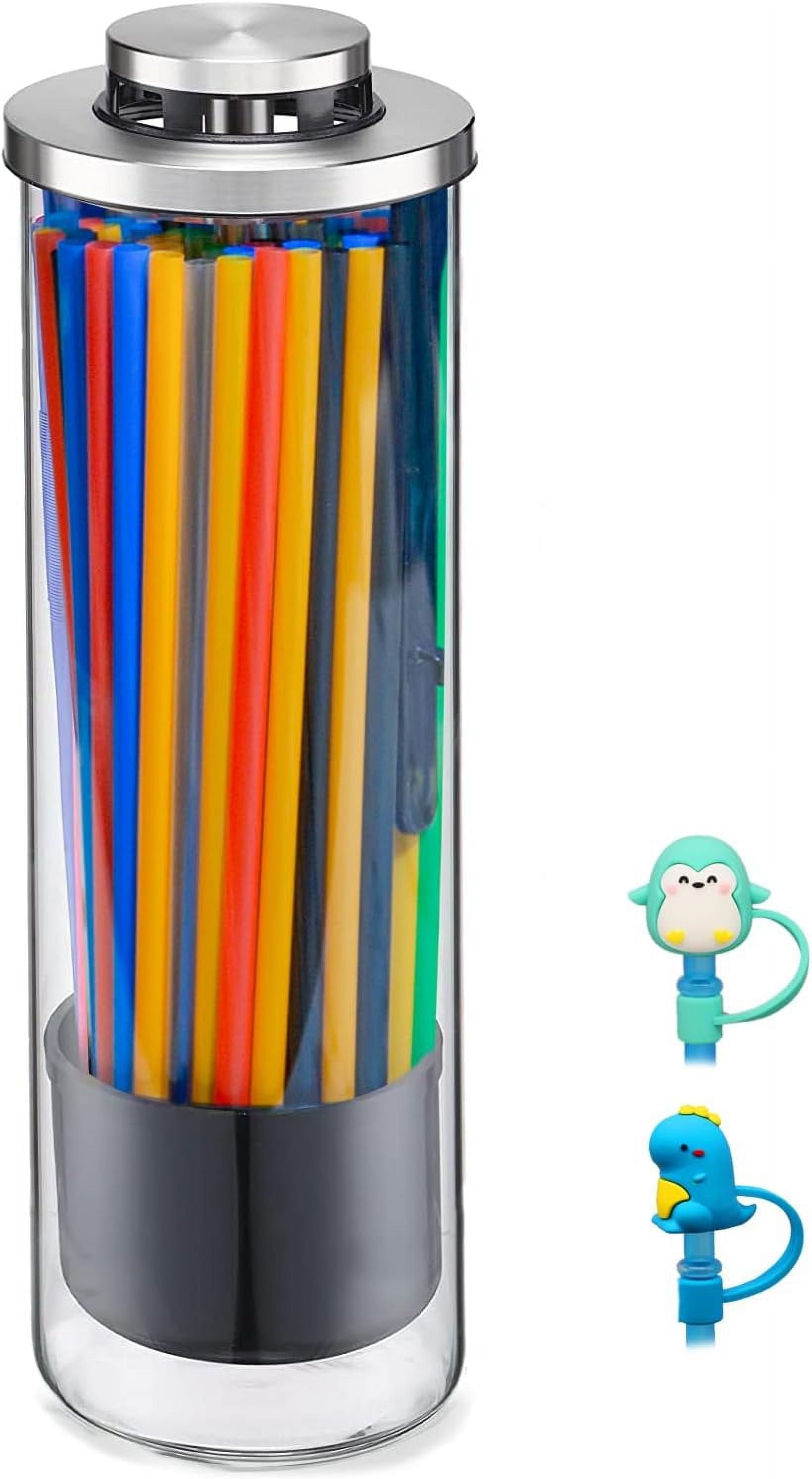 Straw rack dispenser 100 straws including - transparent glass drinking ...