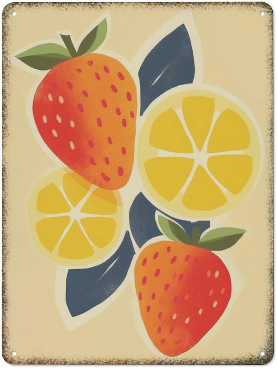Strawberries And Oranges Gouache Fruit Poster Colorful Poster For Home ...