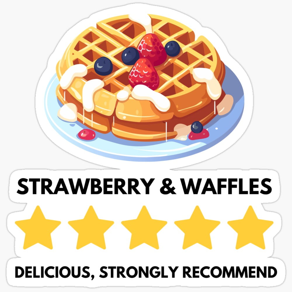 Strawberries And Waffles 5 Star Rating Sticker Phone Decal Water Bottle ...