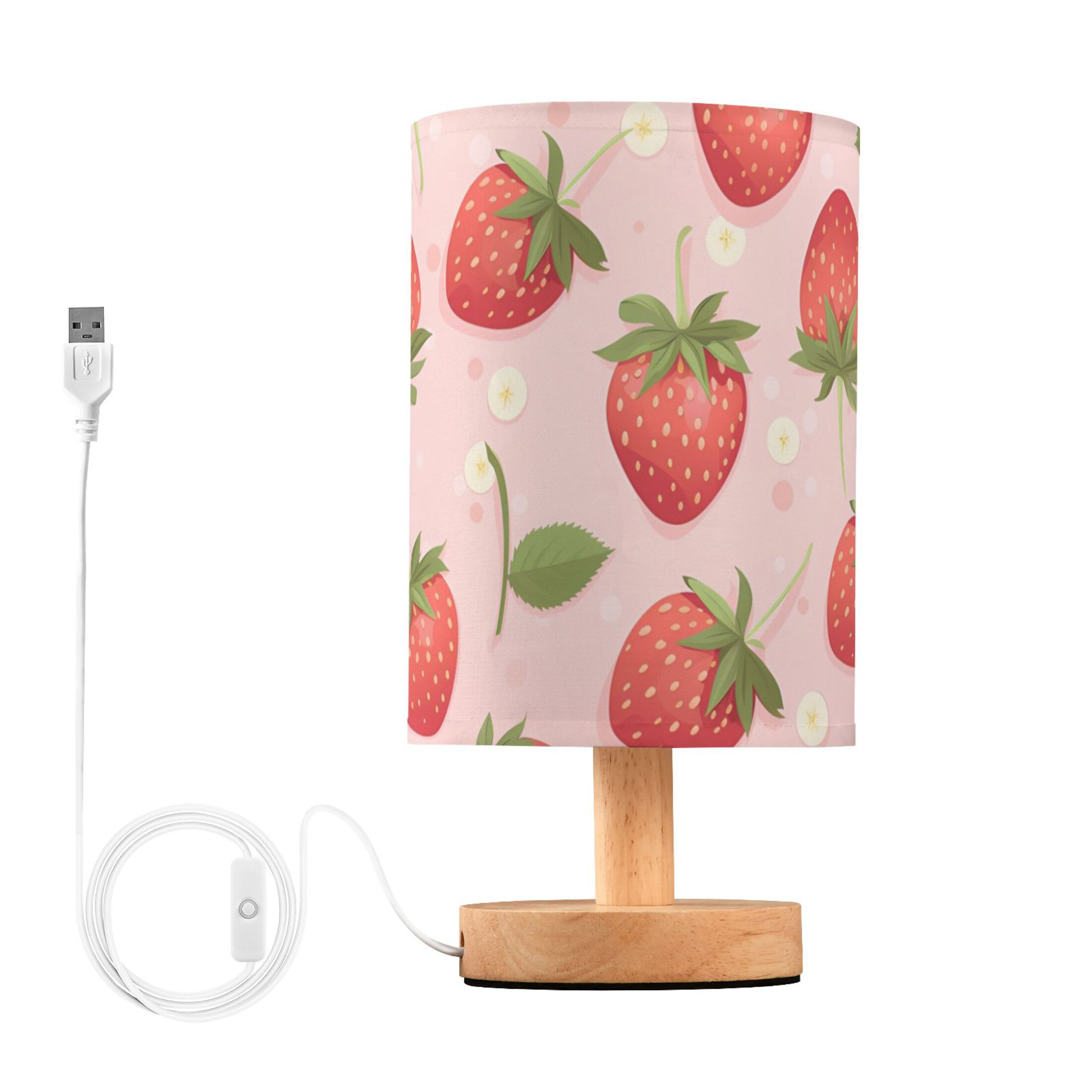 Strawberries Bedside Table Lamp LED Warm Lights with USB Charging Port ...