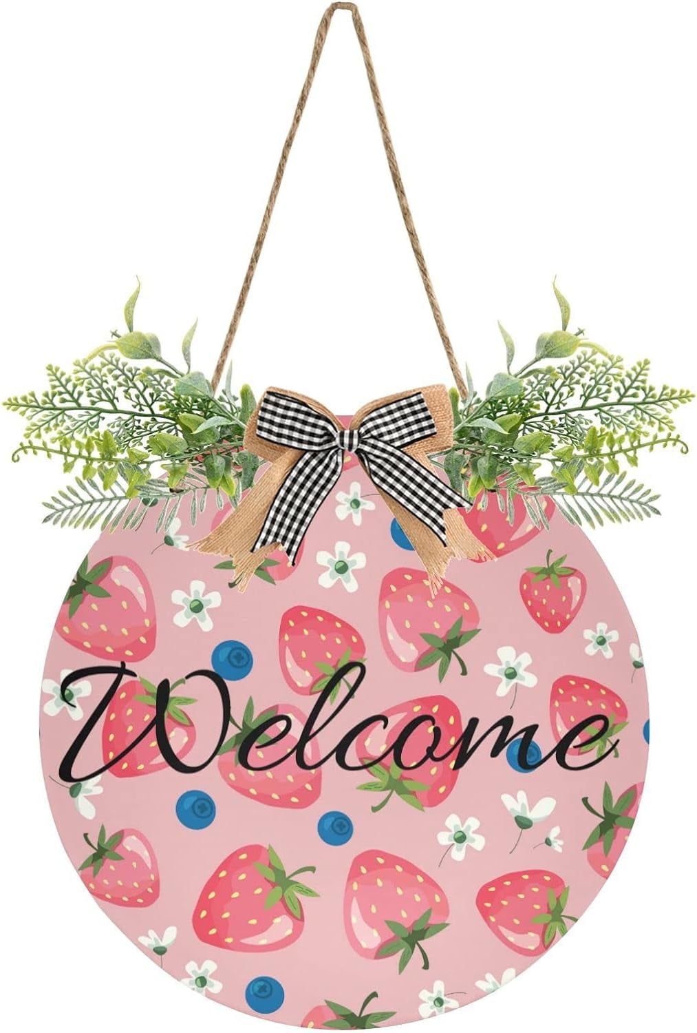 Strawberries Blueberries Welcome Sign for Front Door, Round Sign ...
