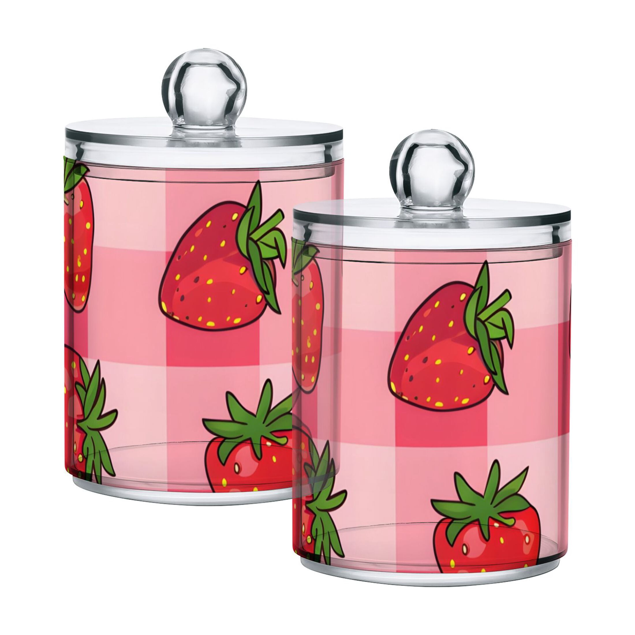 Strawberries Cartoon Translucent Plastic Cans Storage Canisters with ...