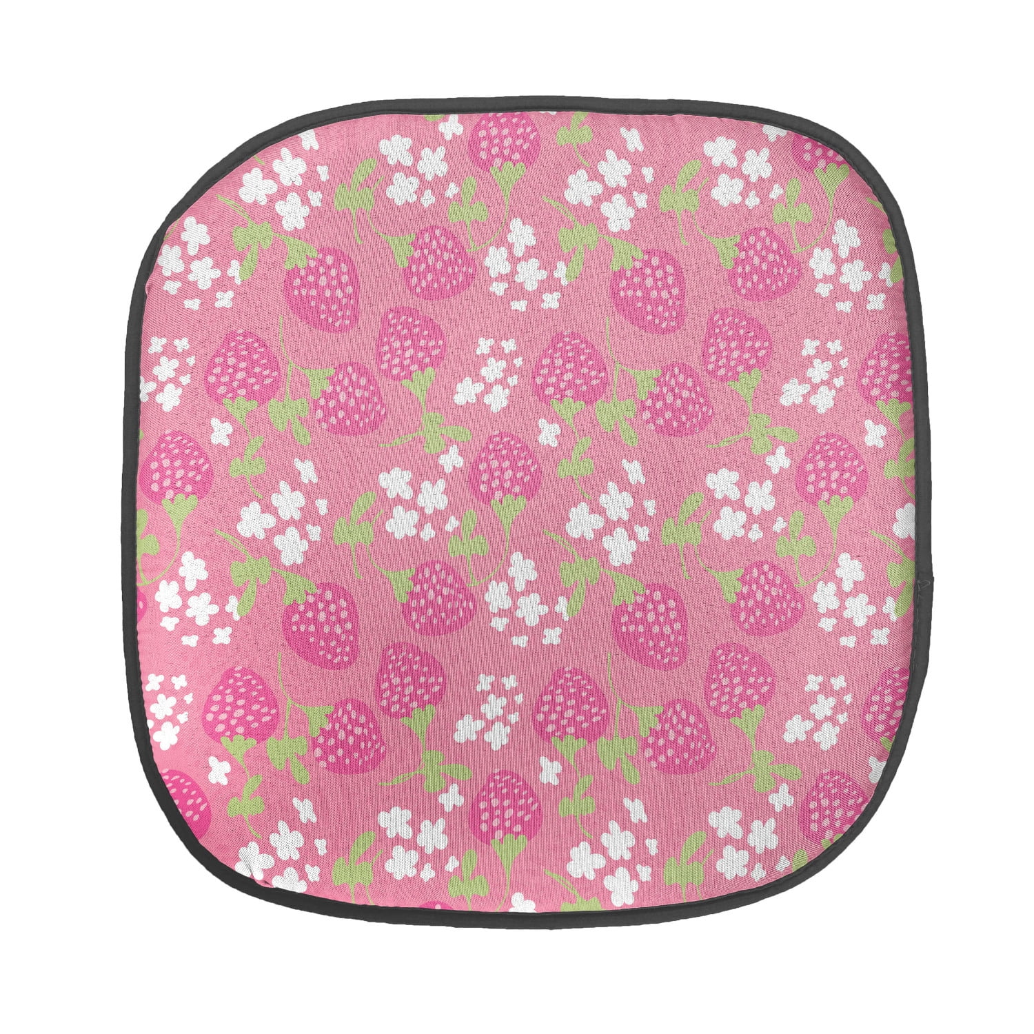 Strawberries Chair Seating Cushion, Floral Berries Pattern Fruity and ...
