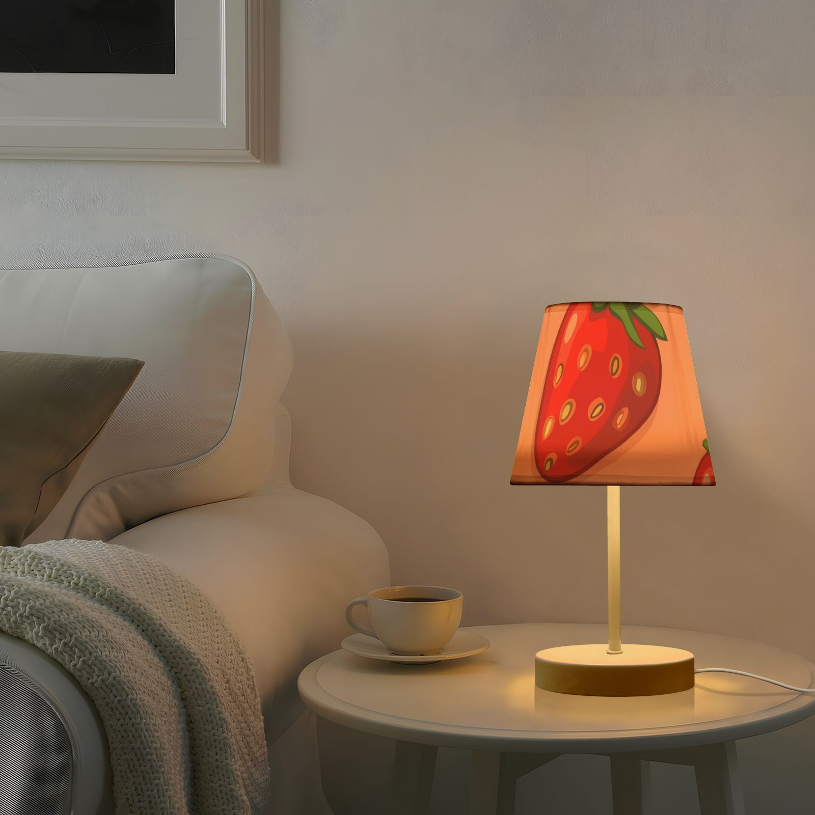 Strawberries Flowers Desk Lamp 3 Color Modes LED Table Lamp Nightstand ...