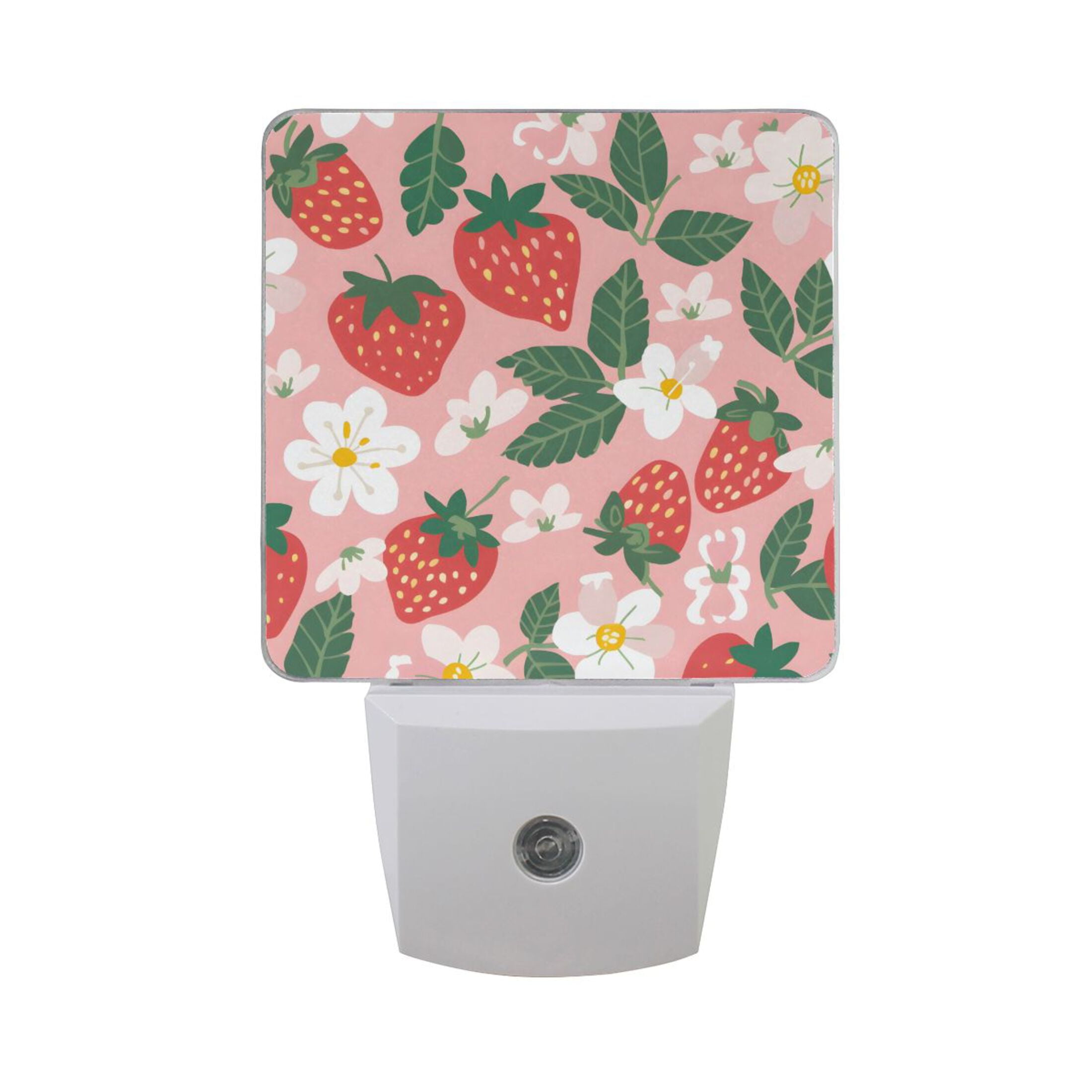 Strawberries Flowers Leaves Night Light 2 Pack LED Nightlight Plug into ...