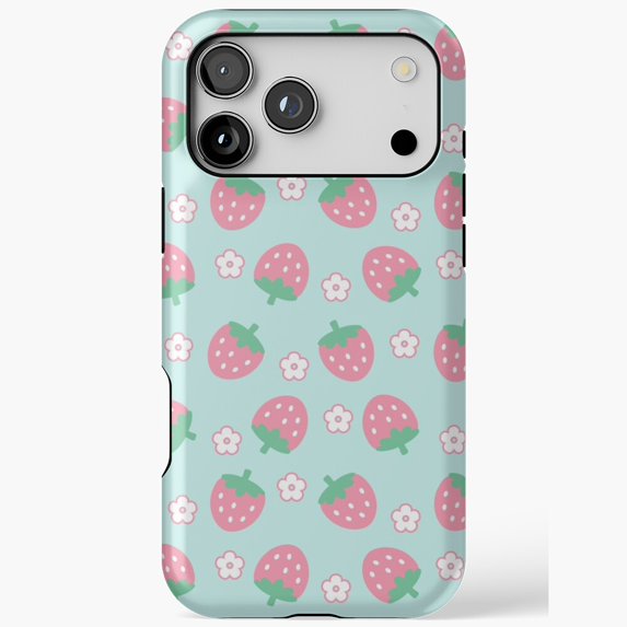 Strawberries Flowers Pink Mint Kawaii Pastel Phone Case for iPhone 11 ...