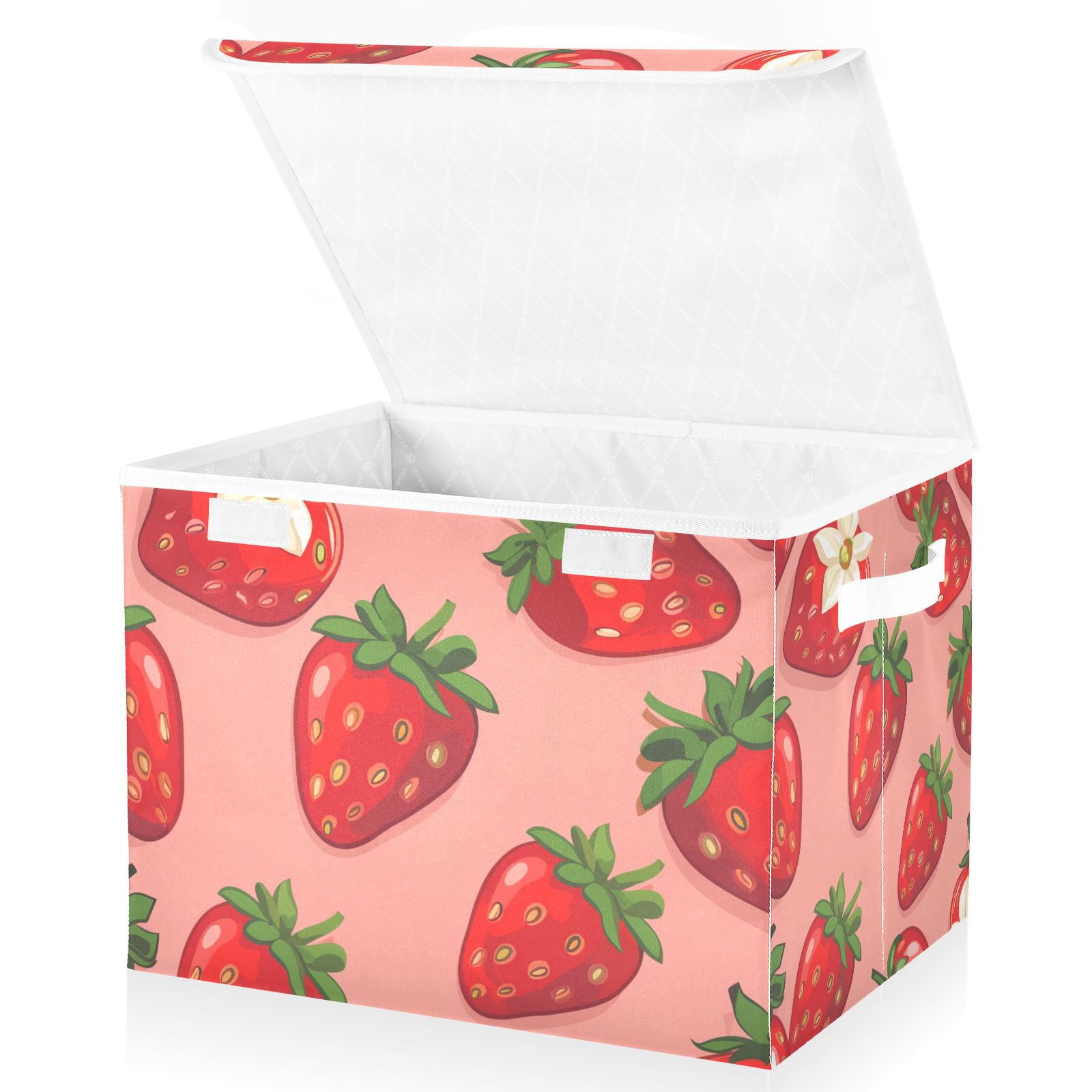 Strawberries Flowers Storage Basket for Shelves Foldable Container ...